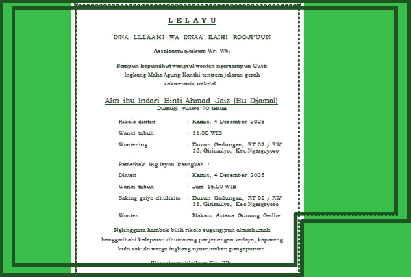 Download Lelayu Bahasa Jawa doc