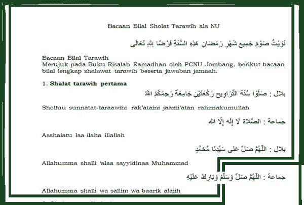 Bacaan Bilal Sholat Tarawih ala NU PDF word